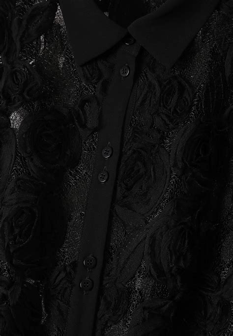 KrÓtka Koszula Z Kwiatowymi Aplikacjami Brini 1 Kolor Czarny