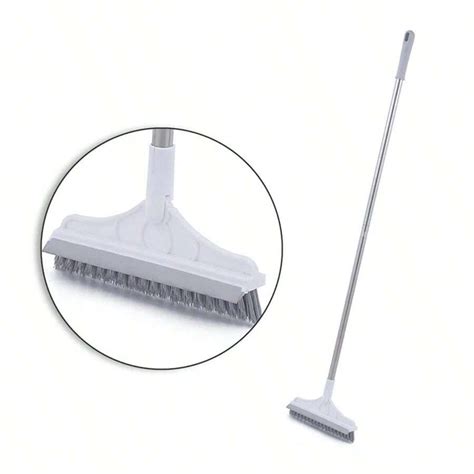 Rotating Floor Scrub Brush Long Handle Windows Squeegee Stiff Bristle Broom Mop 2in1 For