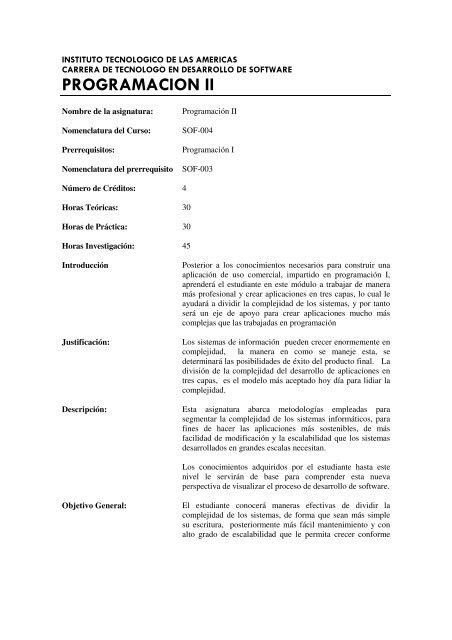 Programacion Ii Itla