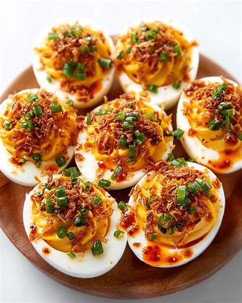 Spicy Chili Garlic Deviled Eggs