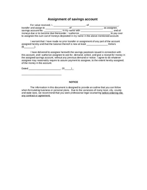 Assignment Of Contract Form Word