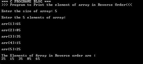C Program To Print The Elements Of Array In Reverse Order Programming Posts