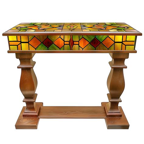 Elegant Console Table With Stained Glass Panel 54709847 Png