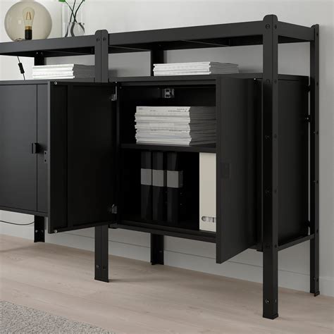 Bror Shelving Unit With Cabinets Black 170x40x110 Cm Ikea