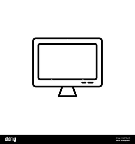 Desktop Monitor Line Icon Design Template Vector Stock Vector Image