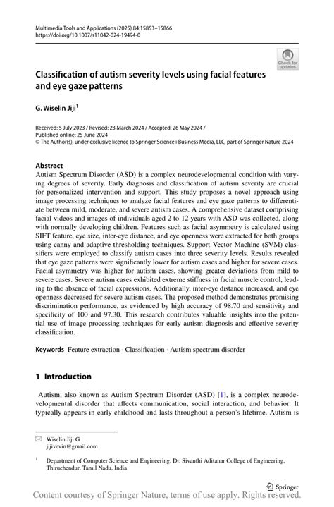 Classification Of Autism Severity Levels Using Facial Features And Eye
