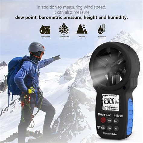 Digital Anemometer 7 In 1 Handheld Wind Speed Meter Max Min Average Current Wind Speed