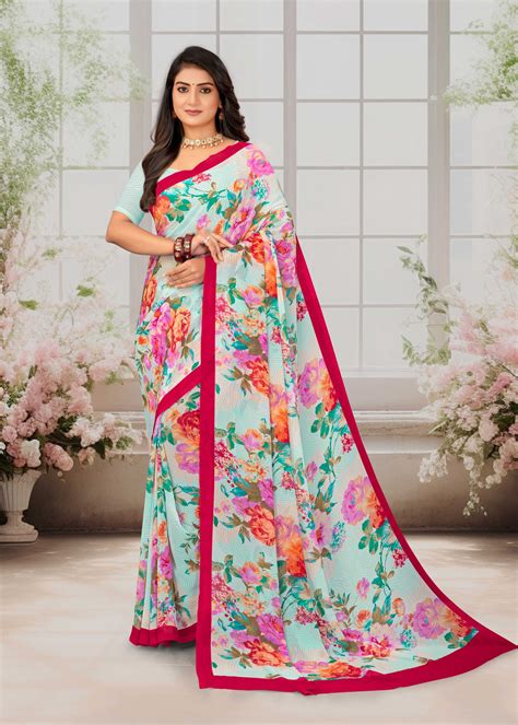 Laxmipati Basundi Floral Georgette Printed Saree In Multicolor