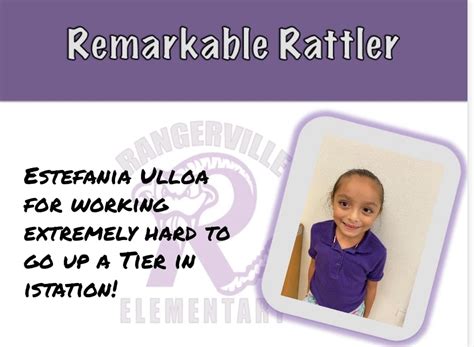 1st Grader Estefania Ulloa Is One Rangerville Elementary Facebook