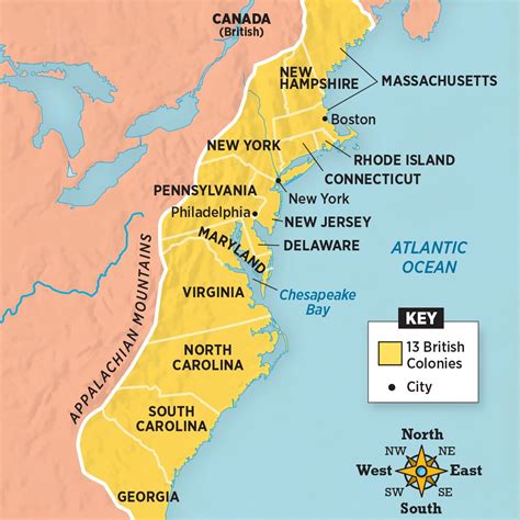 13 British Colonies Map