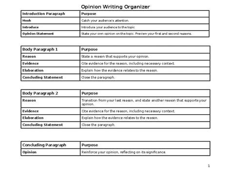 Opinion Organizer By Classroom Spark Tpt