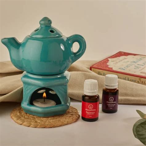 Ceramic Manual Asian Aura Kettle Shaped Candle Diffuser Green At Rs