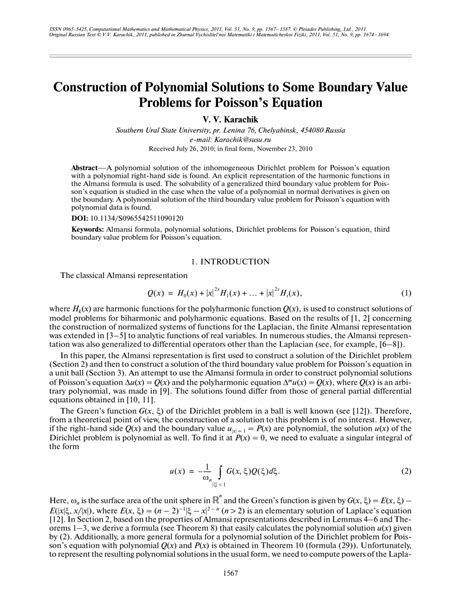 Pdf Construction Of Polynomial Solutions To Some Boundary Value Problems For Poissons Equation