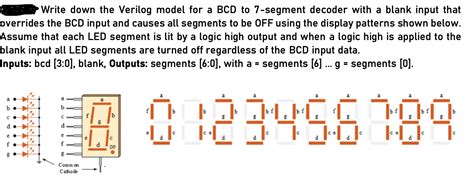 Solved Write Down The Verilog Model For A BCD To Segment Chegg