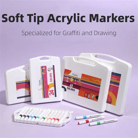 48 Soft Brush Acrylic Markers Premium Art Set Kouwi