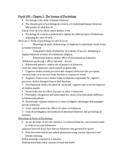 Psych 100 Chapter 1 Pdf Perception Psychology
