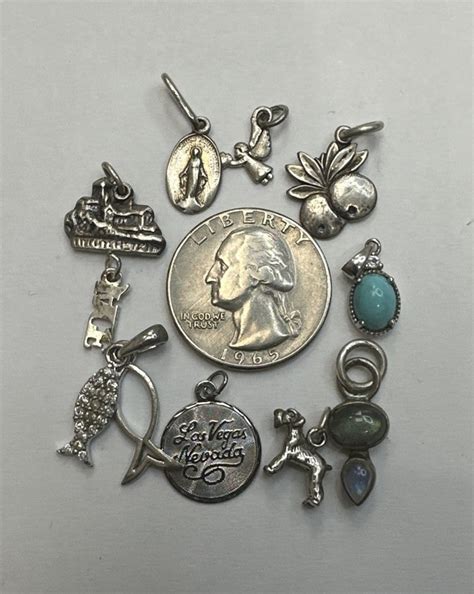 Lot Of 15 Vintage 925 Sterling Silver Charm Pendants Ebay