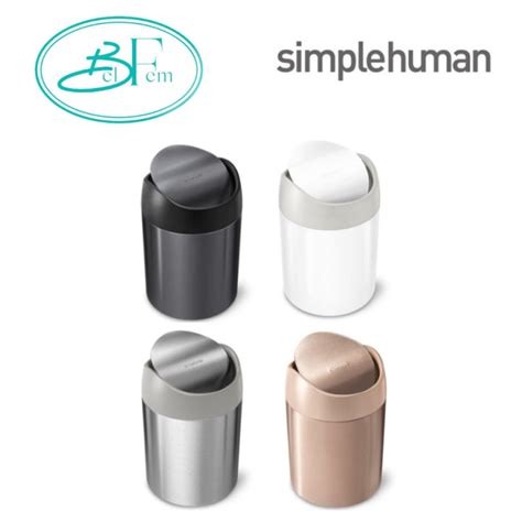 Simplehuman 15l Mini Bin Black White Brushed Stainless Steel
