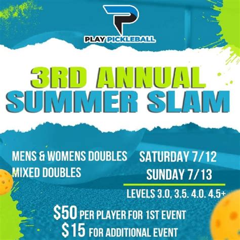 3rd Annual Summer Slam North Carolina Pickleball Tournaments