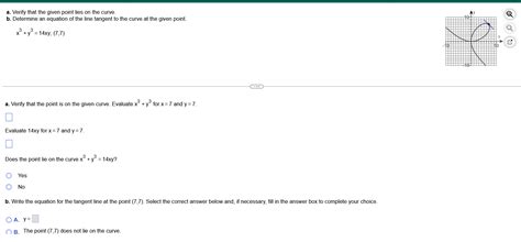 Solved A Verify That The Given Point Lies On The Curve B