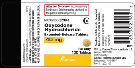 Oxycodone Extended Release Tablets Package Insert Prescribing Info Moa