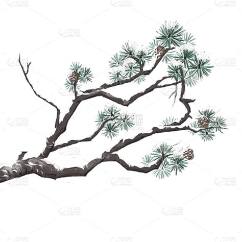 冬天冬季冬日积雪树枝植物元素