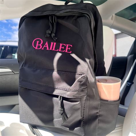 Custom Embroidered Black Laptop Backpack Personalised Name Casual
