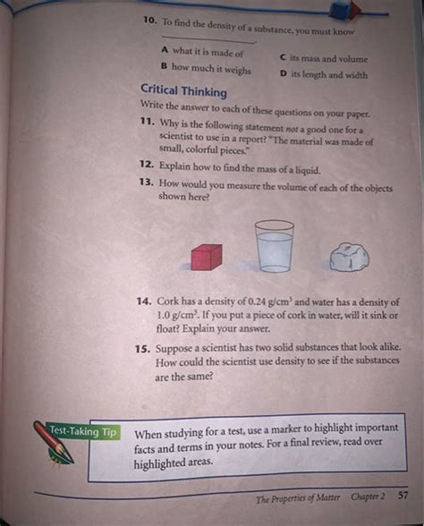 Solved 10 To Find The Density Of A Substance You Must Know A What