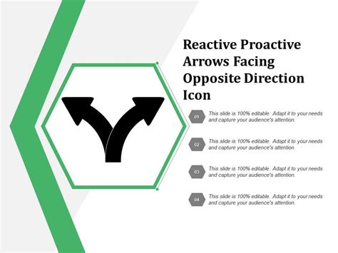 Reactive Proactive Arrows Facing Opposite Direction Icon Powerpoint