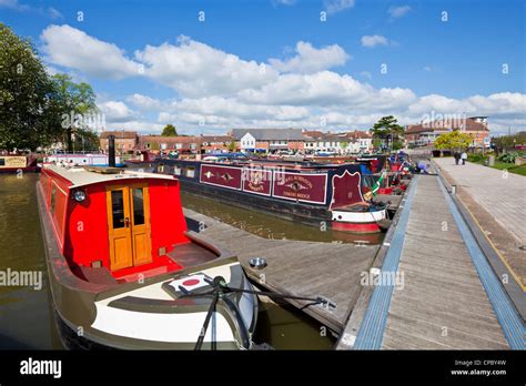 Stratford Upon Avon Bancroft Canal Basin With Narrow Boats Moored