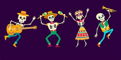 Premium Vector Dancing Skeletons Dia De Los Muertos Dead Day Party