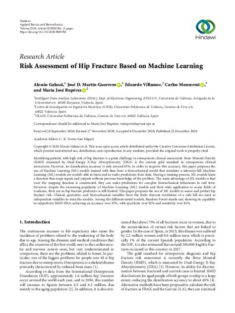 Pdf Risk Assessment Of Hip Fracture Based On Machine Learning