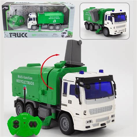 Garbage Truck Toy With Rear Loader Trash Cans Dump Toys Truck Play
