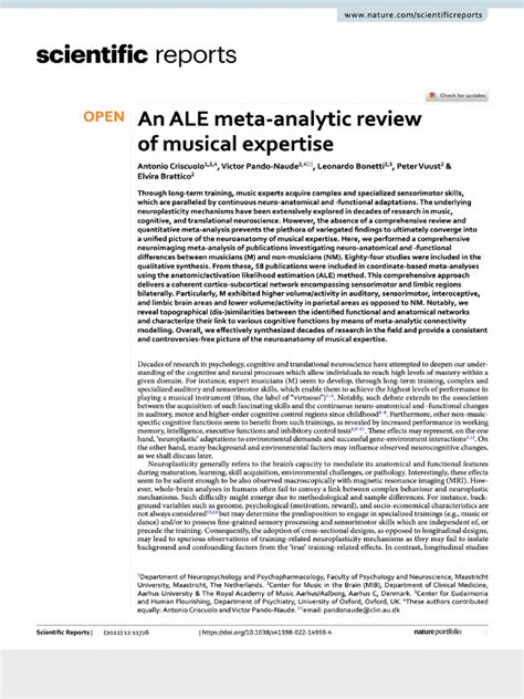 An Ale Meta Analytic Review Of Musical Expertise Output Pdf Neuroplasticity Frontal Lobe