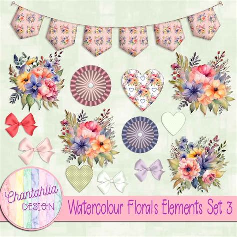 Watercolour Florals Elements