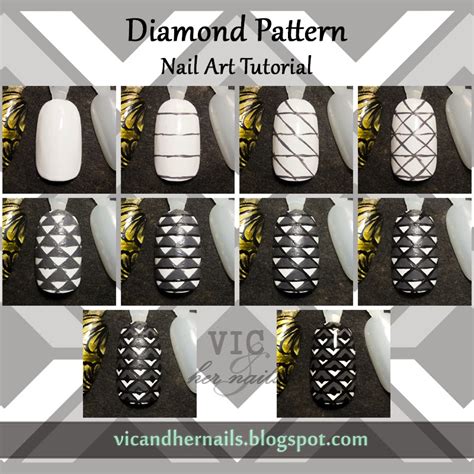 Vic And Her Nails Geometric Diamond Pattern Nail Art Tutorial