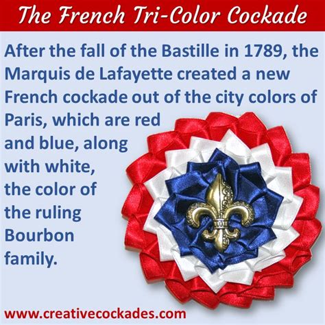 French Tricolor Cockade Or Ornament With Fleur De Lis Tricolor