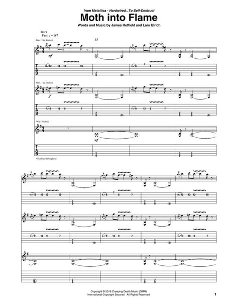 Metallica Moth Into Flame Sheet Music Notes Chords