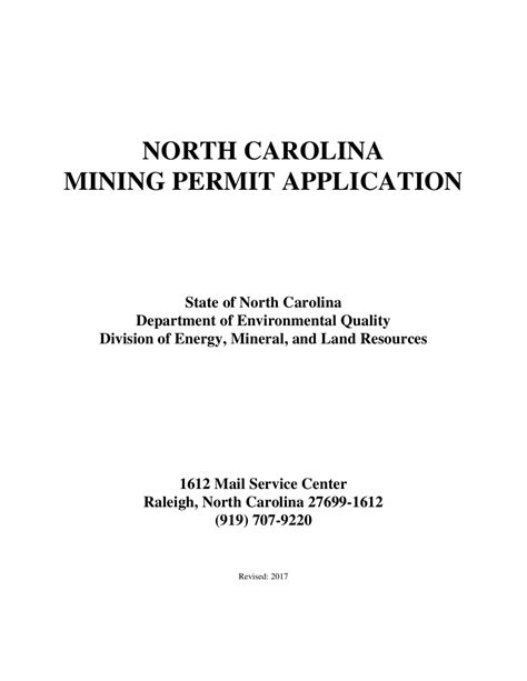 North Carolina Mining Permit Application Form Fill Out Sign Online