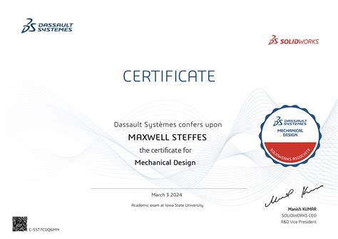 Certified Solidworks Associate Maxs Portfolio