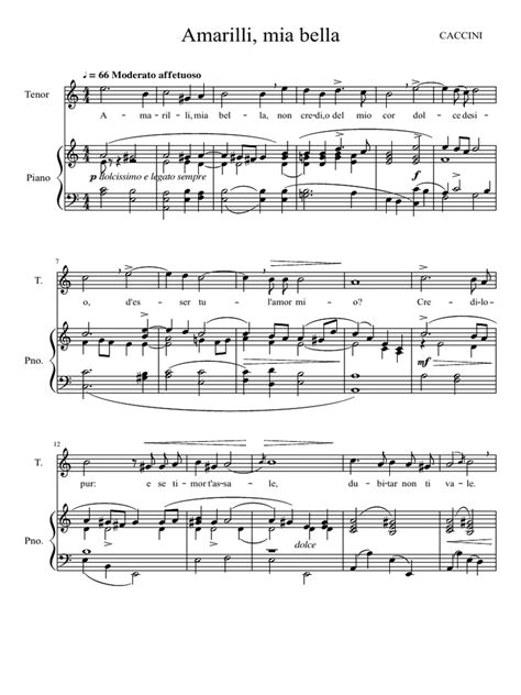 Caccini Amarilli Mia Bella Lam High Voice Pdf