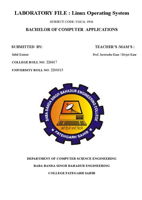 Laboratory File Linux Operating System 5th Sem Laboratory File