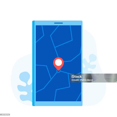 지 오 핀 태그 휴대 전화 디스플레이 스마트폰 화면에 지도 함께입니다 Gps 목적지 여행 탐색을 위치를 매핑합니다 현대 평면