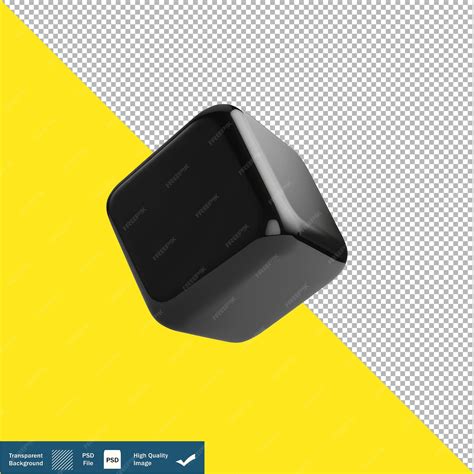 Premium Psd 3d Black Floating Cube With Rounded Edges Png