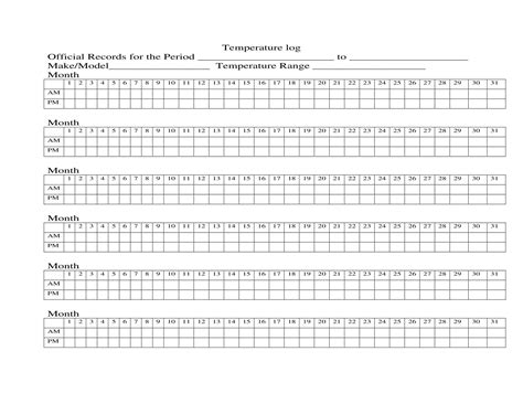 Free Printable Temperature Log Sheets