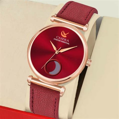 Just Like Analog Stylish Moon Leathers Strap Wrist Watch Maroon For