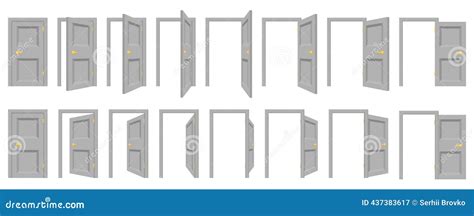 Door Opening Motion Sequence Animation Set Vector