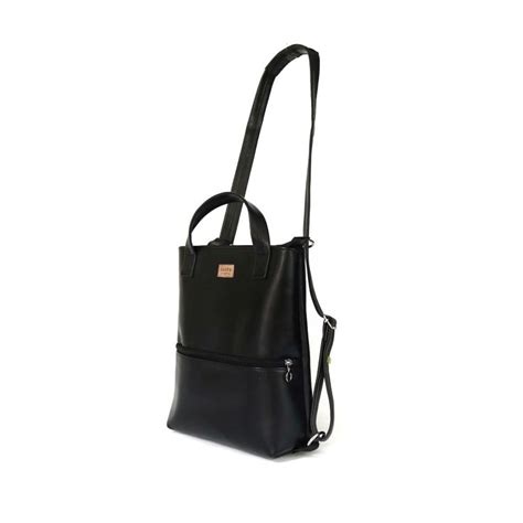 Convertible Backpack Black Vegan Leather Bag 3in1 Bag Crossbody