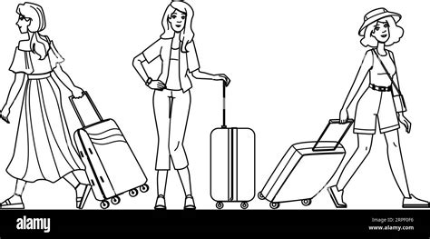 Suitcase Baggage Woman Vector Stock Vector Image And Art Alamy