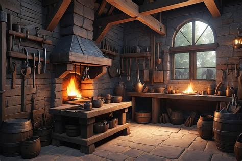 Premium Photo Medieval Blacksmith Forge 3d Background